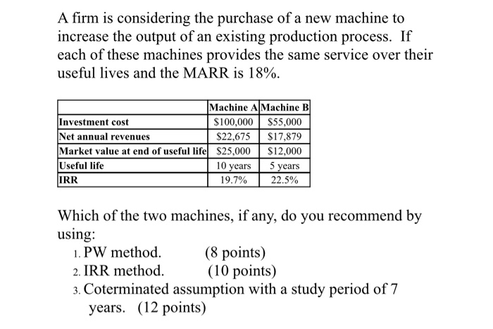 Solved A firm is considering the purchase of a new machine | Chegg.com