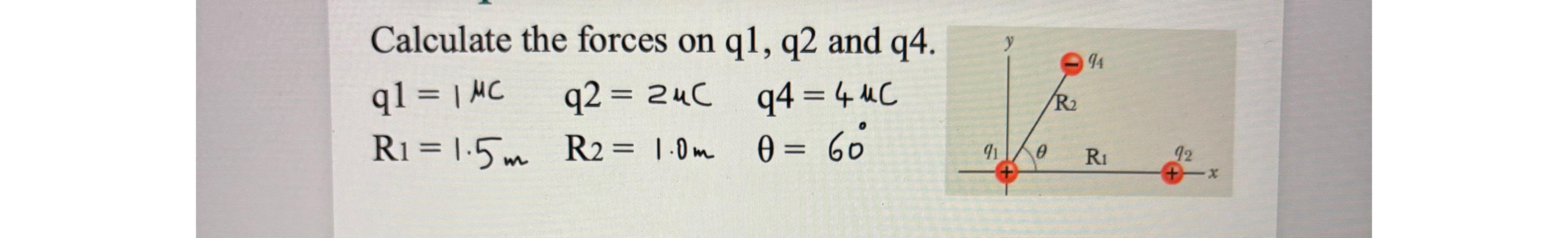 Solved Calculate the forces on q1,q2 ﻿and | Chegg.com