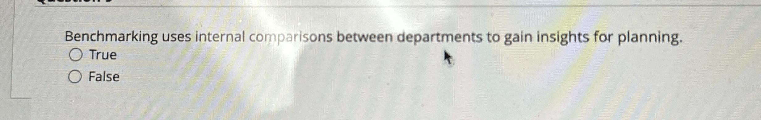 Solved Benchmarking uses internal comparisons between | Chegg.com