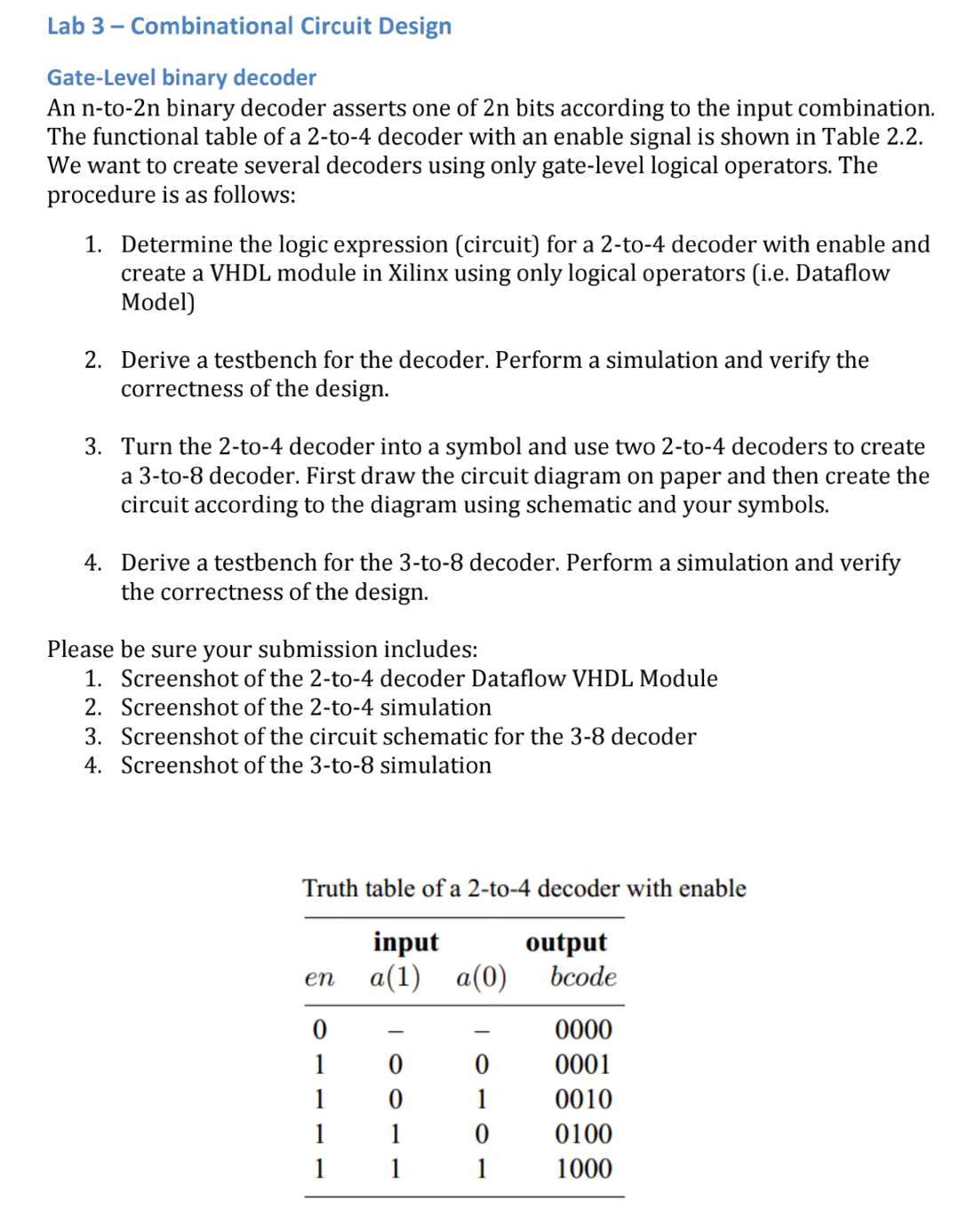 Solved Gate Level Binary Decoder An N To 2n Binary Decoder 9056