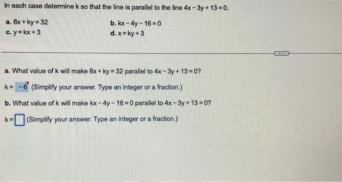 Solved In each case determine k so that the line is parallel | Chegg.com