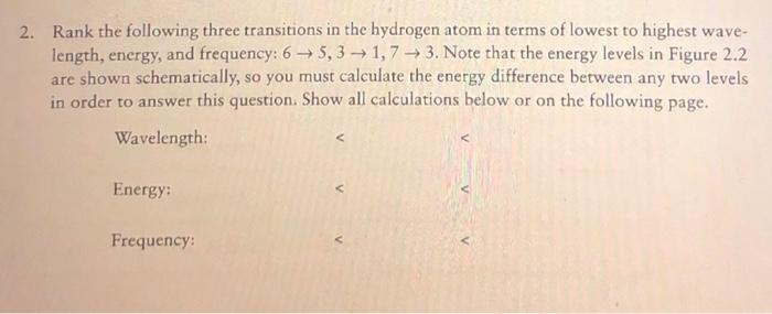 Solved - 2. Rank the following three transitions in the | Chegg.com