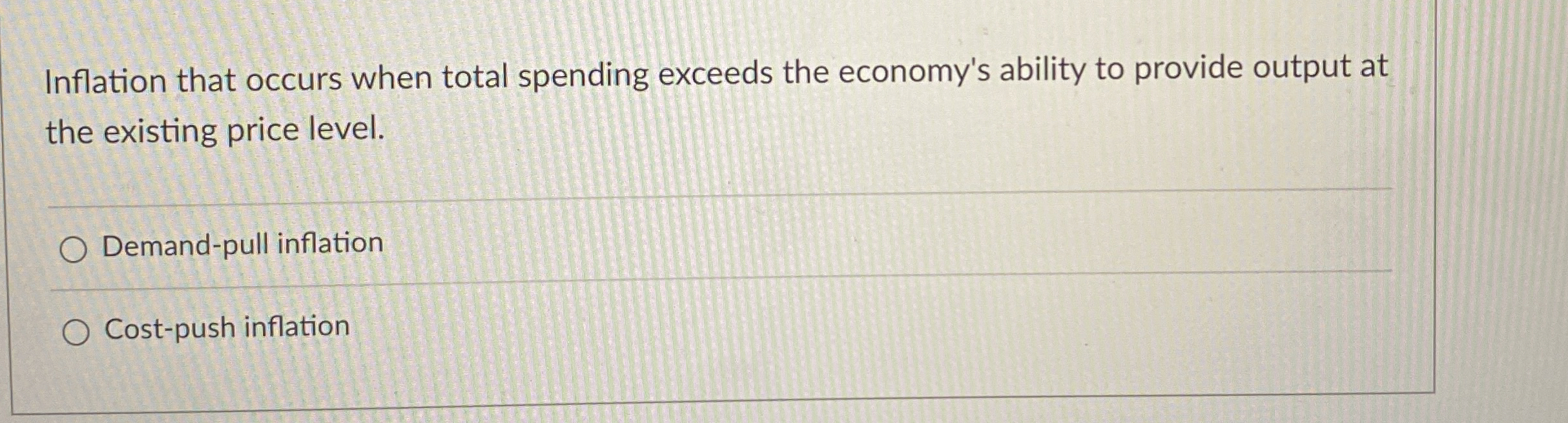 Inflation that occurs when total spending exceeds the | Chegg.com