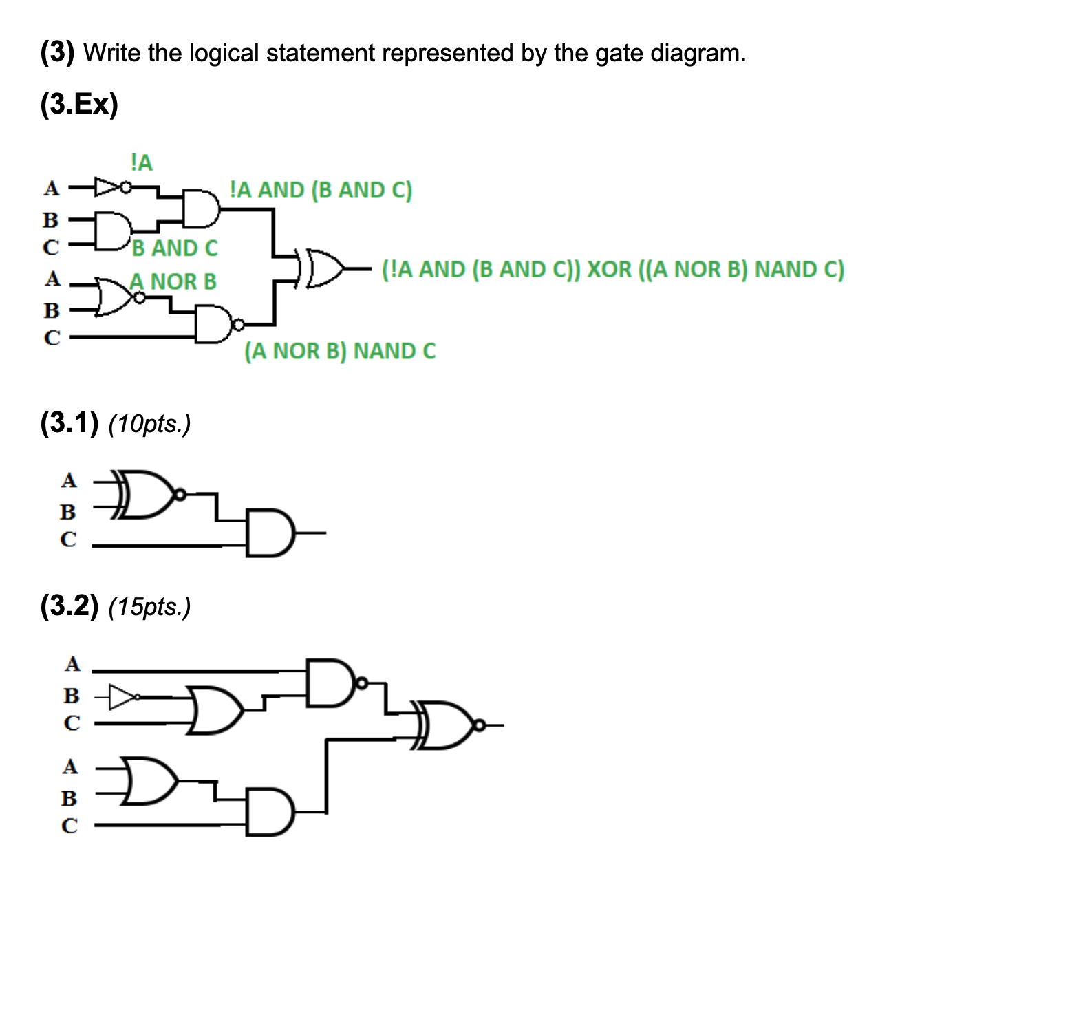 Solved (3) ﻿Write the logical statement represented by the | Chegg.com