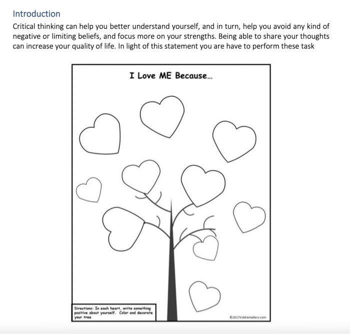 Fill on these empty hearts i love me because ?Note : | Chegg.com