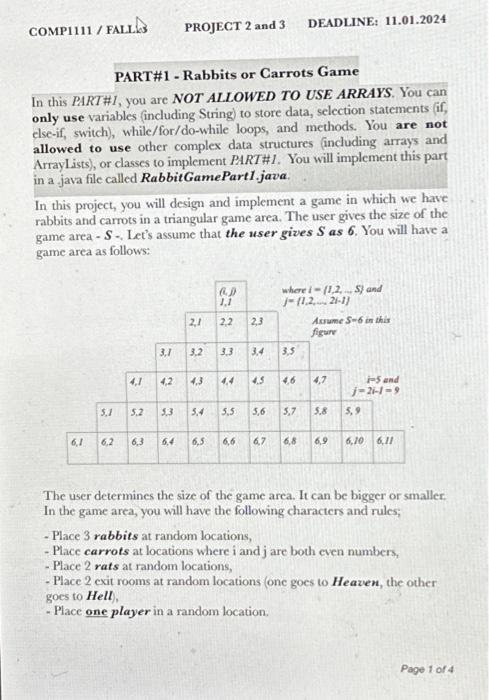 Solved PART\#1 - Rabbits or Carrots Game In this PART\#I, | Chegg.com