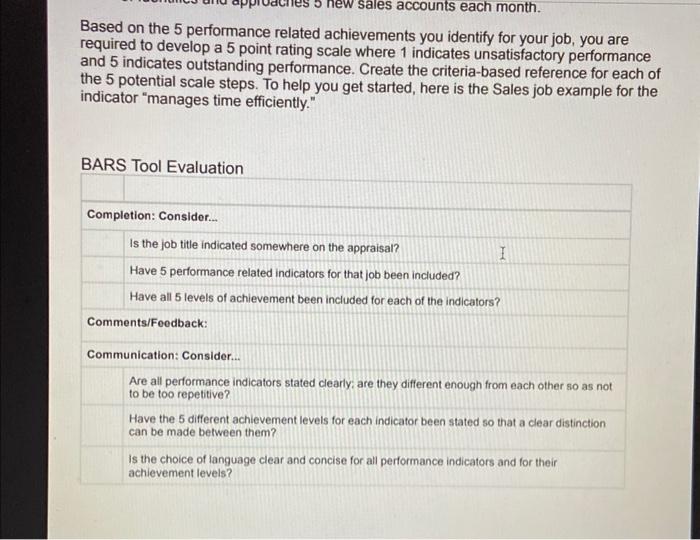 Solved You will now be developing your own BARS performance | Chegg.com