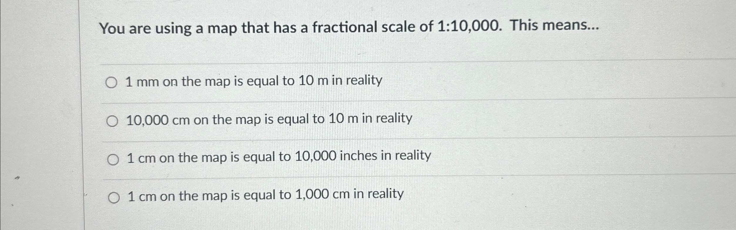 Solved You are using a map that has a fractional scale of | Chegg.com