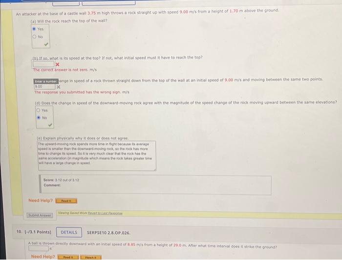 Solved attacker at the base of a castle wall 3.75 mhigh | Chegg.com