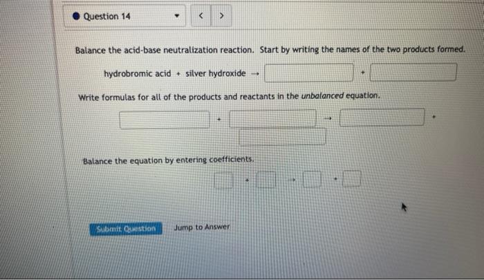 Solved Balance the acid-base neutralization reaction. Start | Chegg.com