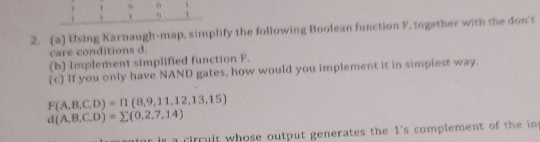 Solved (a) ﻿Using Karnaugh-map, simplify the following | Chegg.com