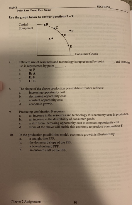 Solved SECTION NAME Print Last Name, First Name Use the | Chegg.com