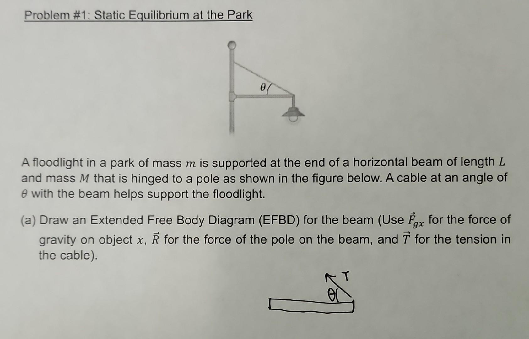 Solved Problem \#1: Static Equilibrium at the Park A | Chegg.com