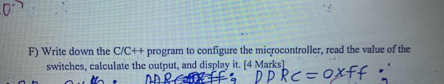 Solved F) Write down the C/C++ program to configure the | Chegg.com
