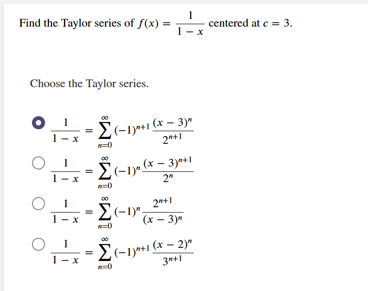 Solved Find the Taylor series of f(x)=11-x ﻿centered at | Chegg.com