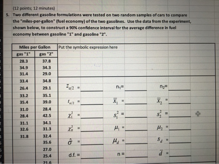 Solved (12 points; 12 minutes) 5. Two different gasoline | Chegg.com