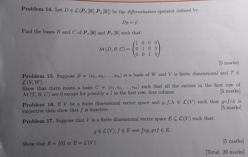 Solved Problem 10. Let V be a finite dimensional vector | Chegg.com