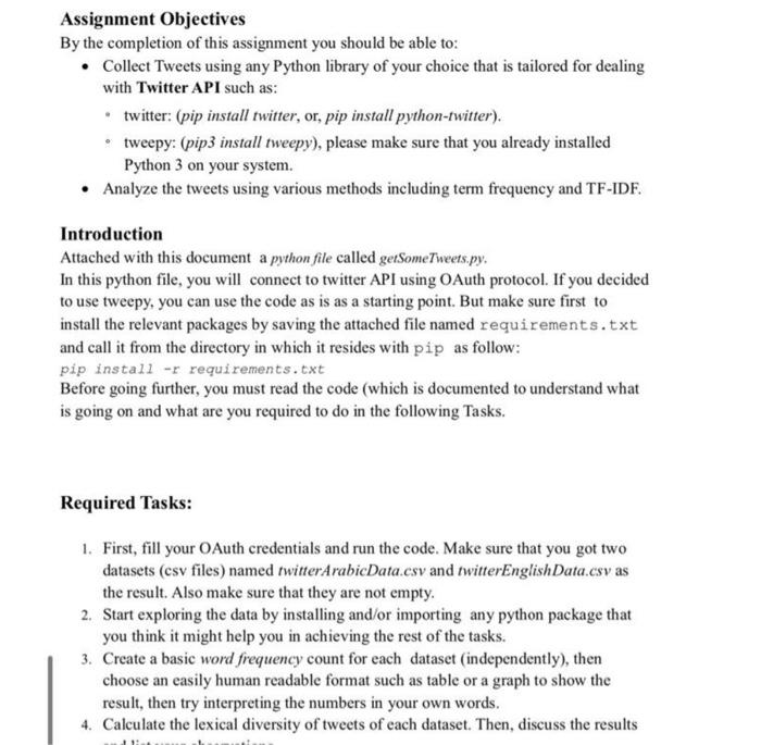 Solved Twitter Data Analysisi By Using Tweepy I Need