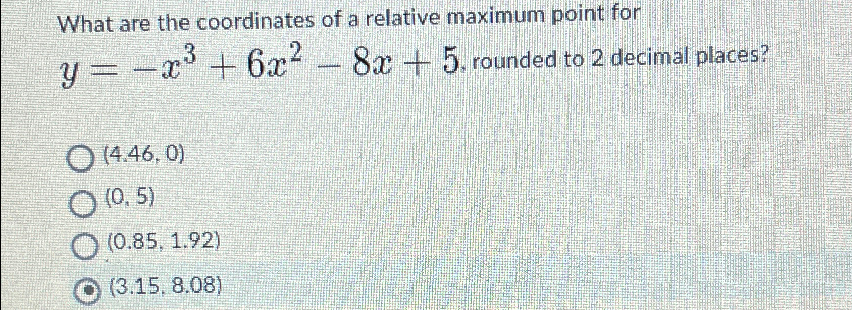 Solved What are the coordinates of a relative maximum point | Chegg.com