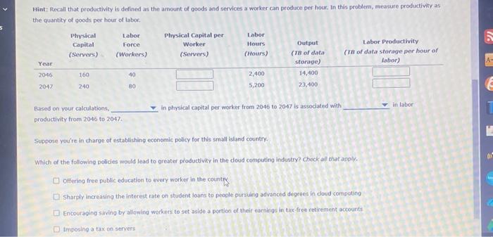 Solved Hint: ftecall that productivity is defined as the | Chegg.com