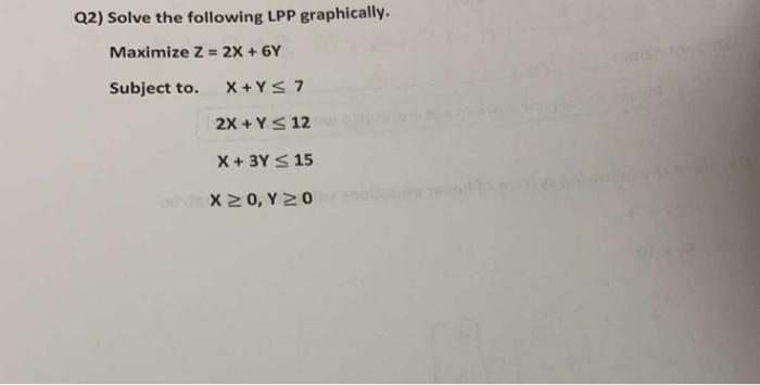 Solved Q2 Solve The Following Lpp Graphically Maximize