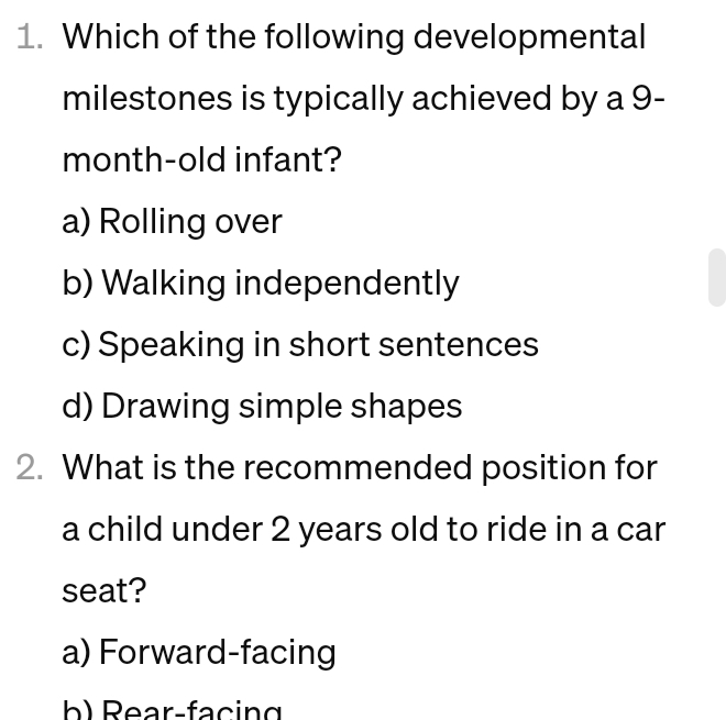 Solved Nursing: Which of the following developmental | Chegg.com