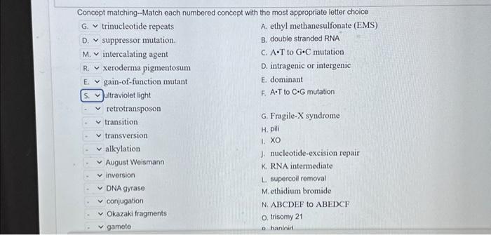 Solved Concept matching--Match each numbered concept with | Chegg.com