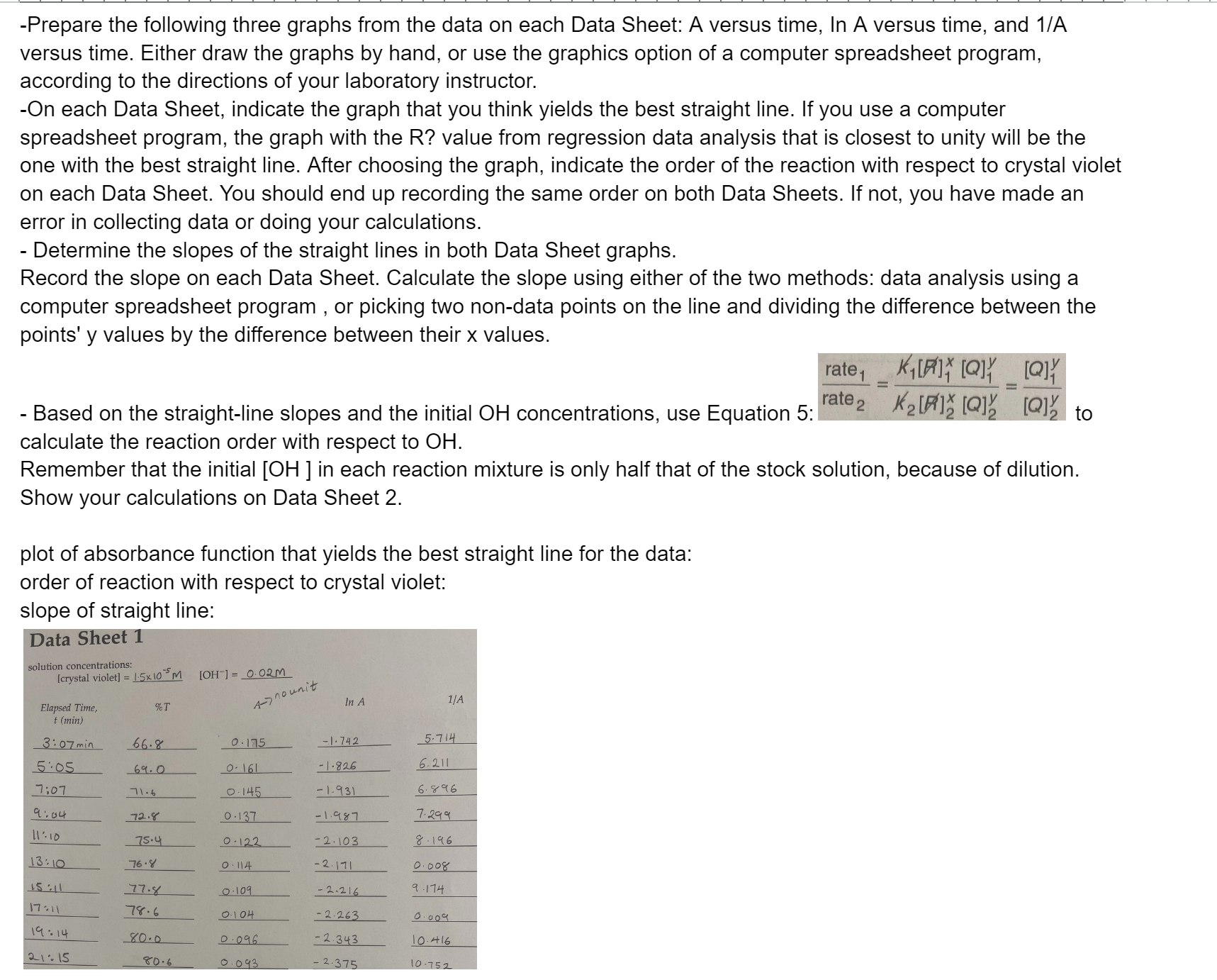Solved -Prepare the following three graphs from the data on | Chegg.com