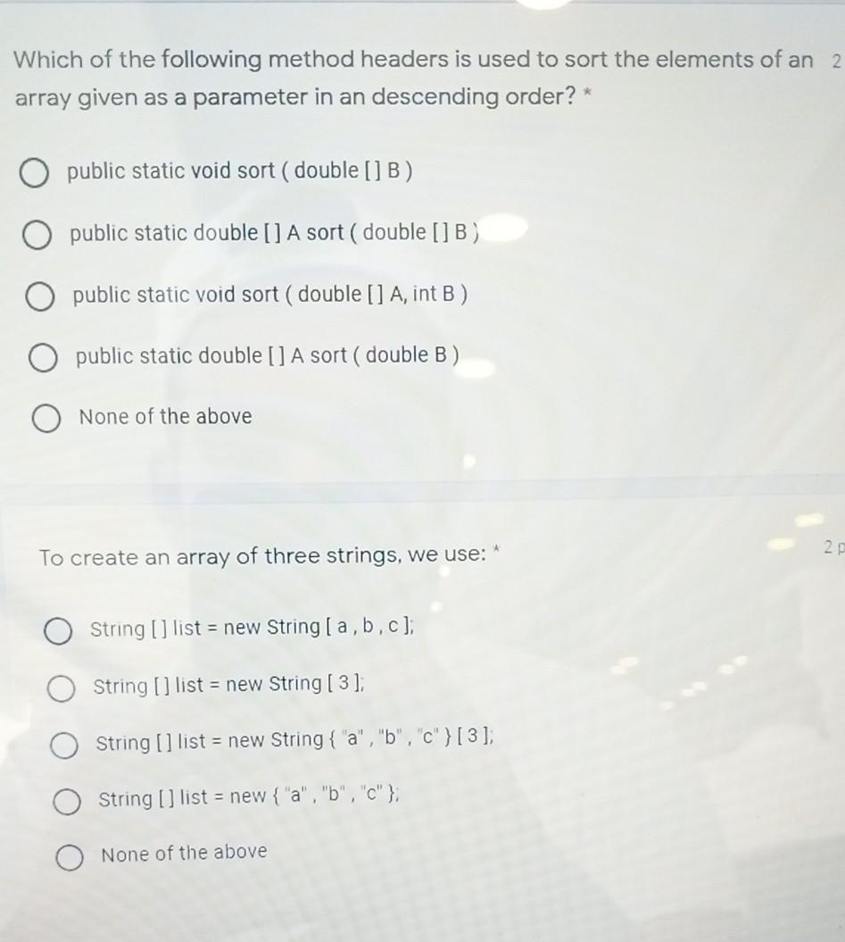 Solved Which of the following method headers is used to sort | Chegg.com