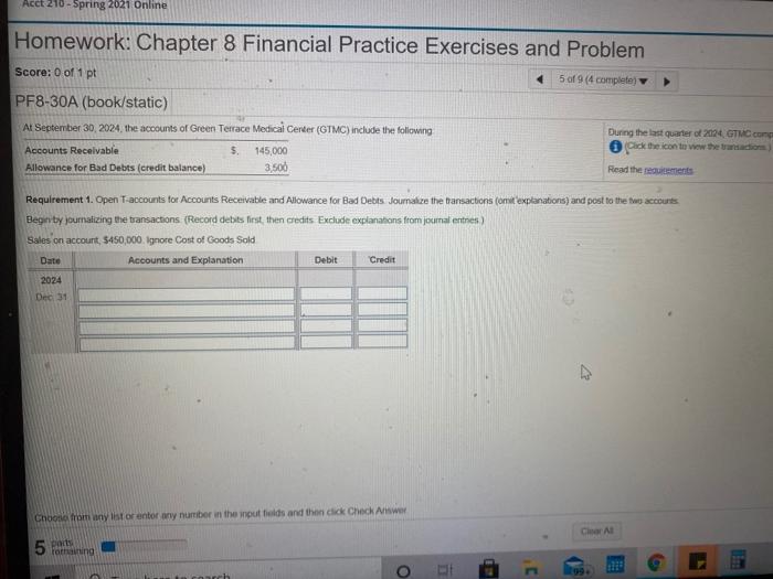 Solved Acct 210 - Spring 2021 Online Homework: Chapter 8 | Chegg.com
