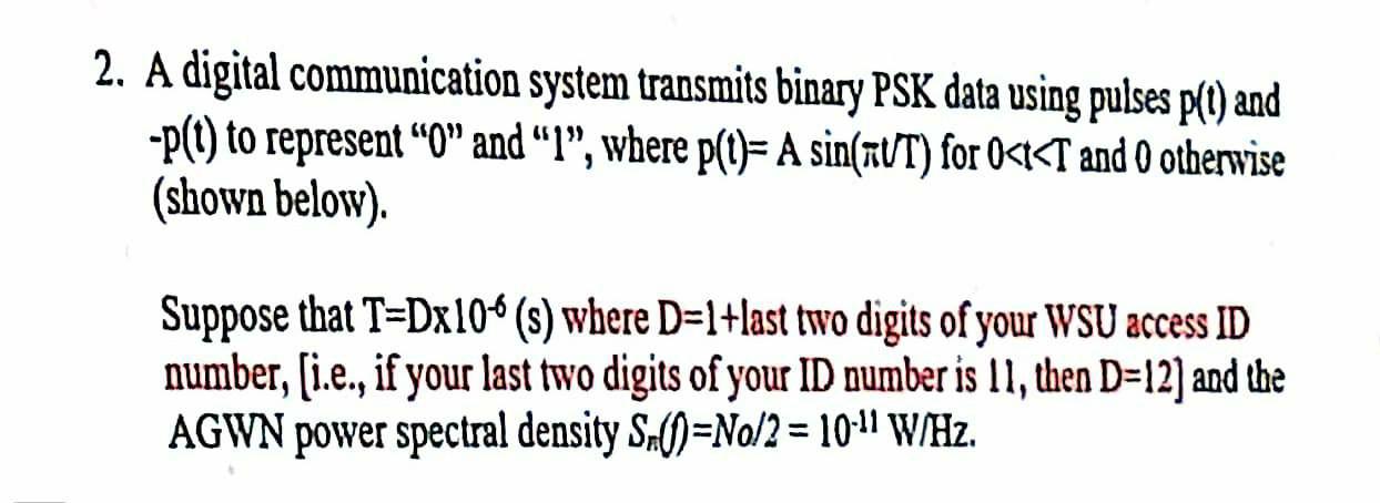 Solved 2. A digital communication system transmits binary | Chegg.com