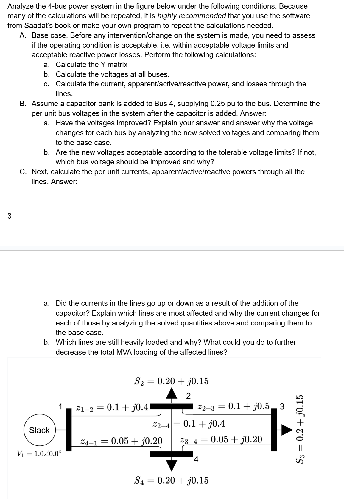 Solved Analyze the 4-bus power system in the figure below | Chegg.com