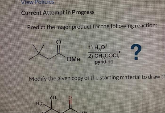 Solved Predict The Major Product For The Following Reaction 