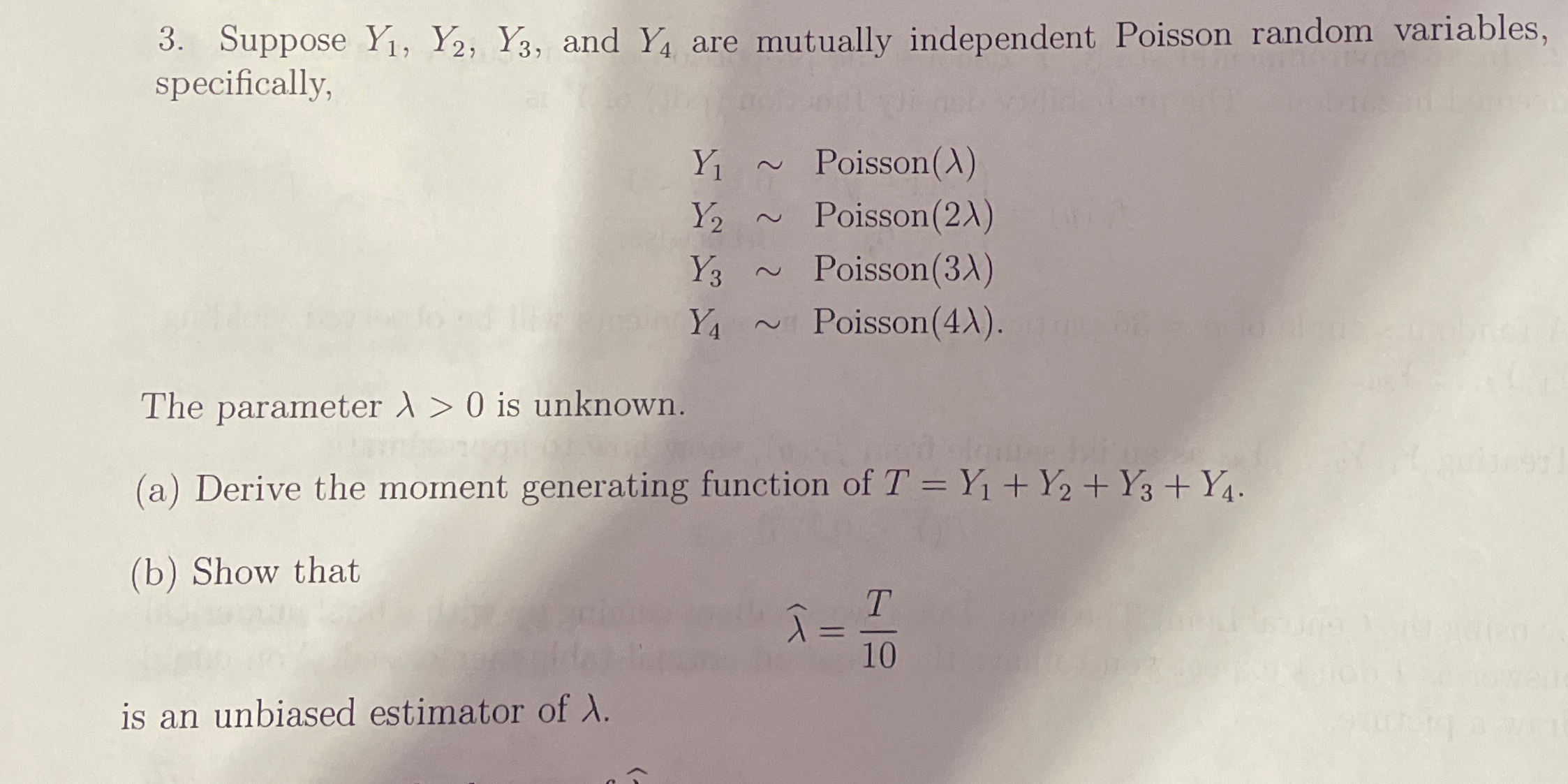 Solved Suppose Y1,Y2,Y3, ﻿and Y4 ﻿are mutually independent | Chegg.com