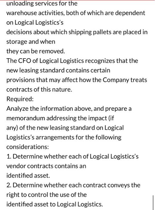Solved 1. Determine whether each of Logical Logistics's | Chegg.com