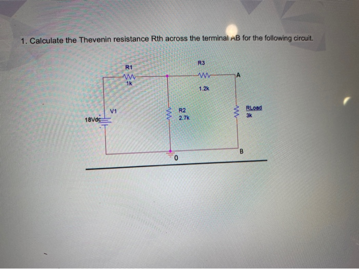 Solved 1. Calculate the Thevenin resistance Rth across the | Chegg.com