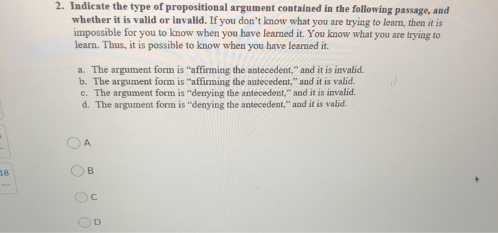 Solved Indicate the type of propositional argument contained | Chegg.com