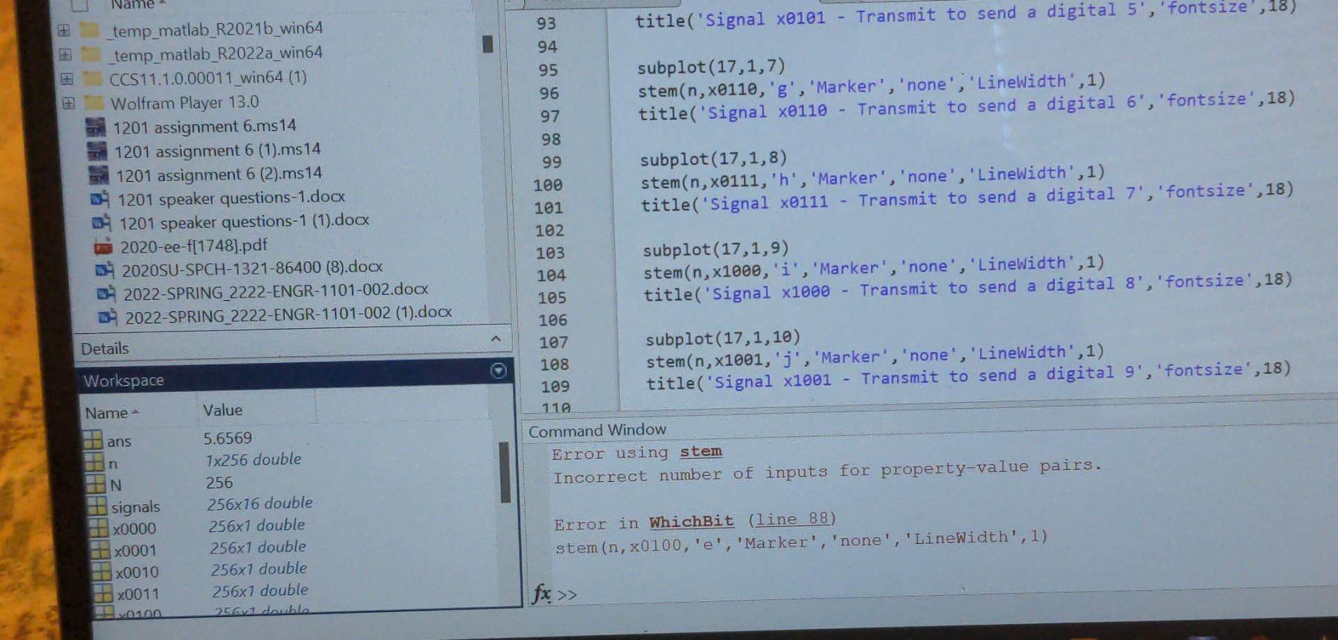 Solved MATLAB R2022a - academic use => ra SIHAN 1987 H & | Chegg.com