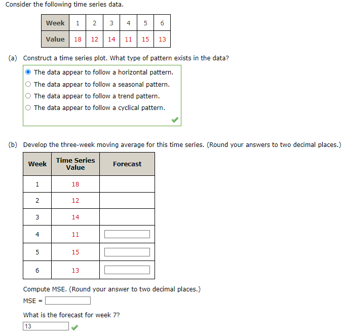 Solved Consider the following time series data.(a) | Chegg.com
