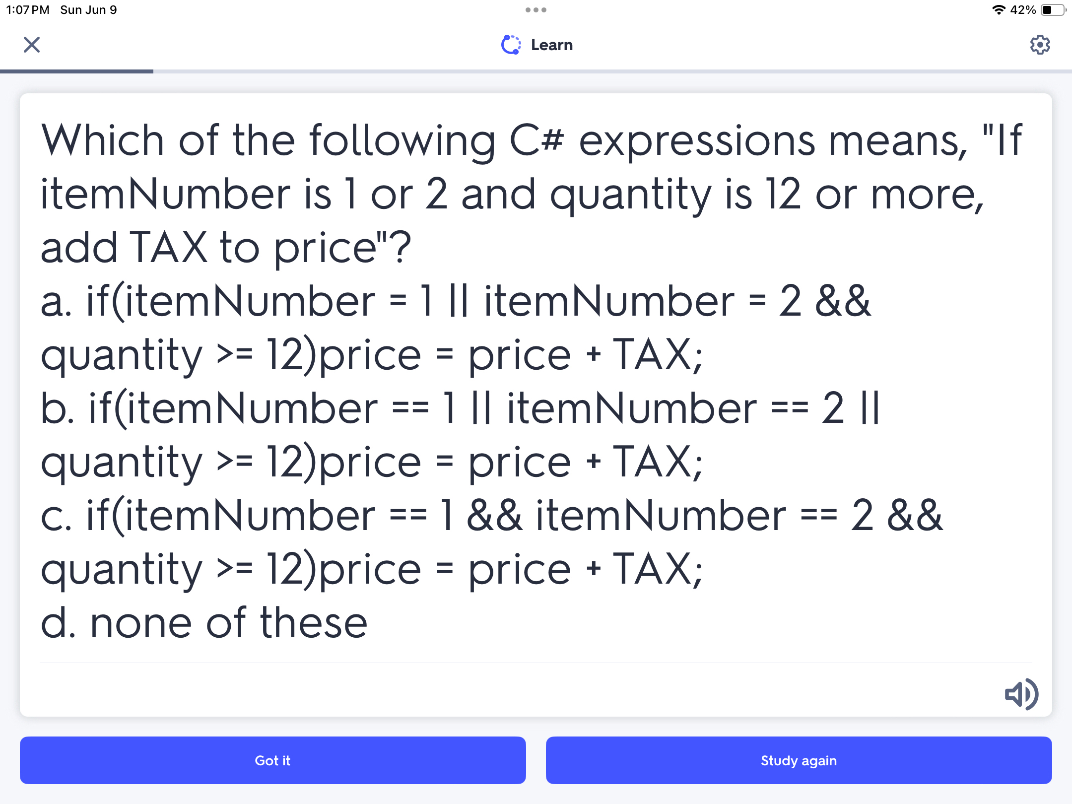Solved Which of the following C# expressions means, "If | Chegg.com