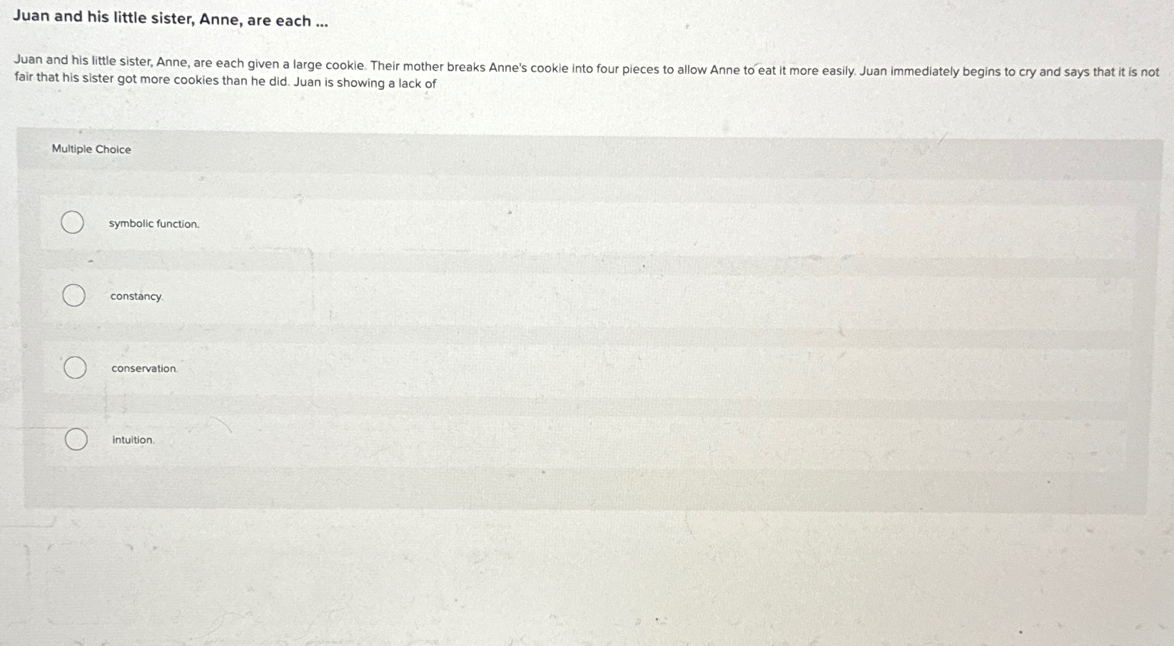Solved Juan and his little sister, Anne, are each ...Juan | Chegg.com
