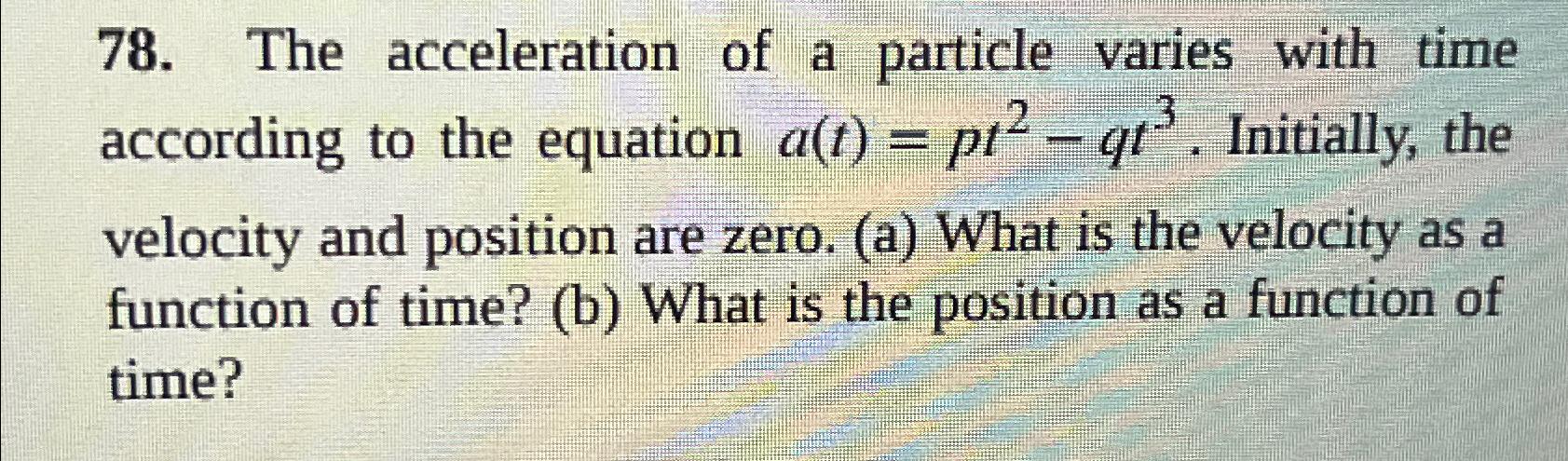 Solved The acceleration of a particle varies with time | Chegg.com