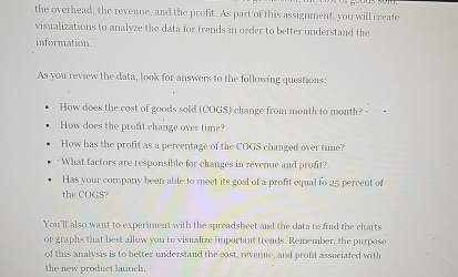 Solved the overhead, the revenus, and the profit. As part of | Chegg.com