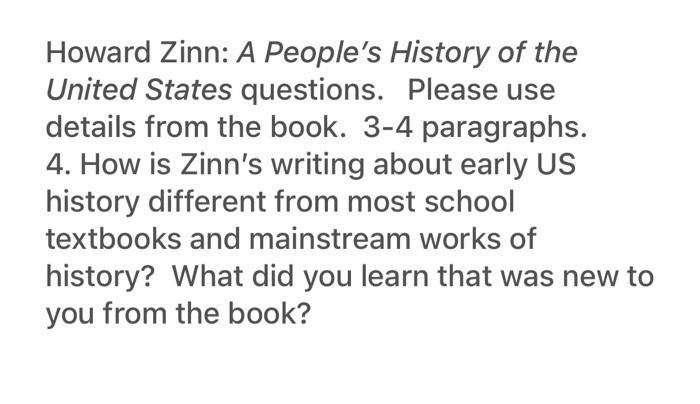 Howard Zinn: A People's History of the United States | Chegg.com