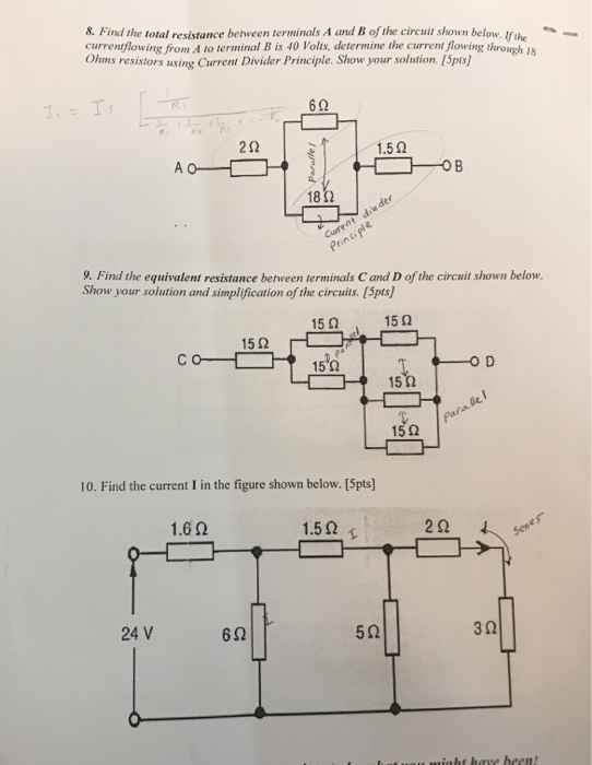 Solved 8. Find the total resistance between terminals A and | Chegg.com