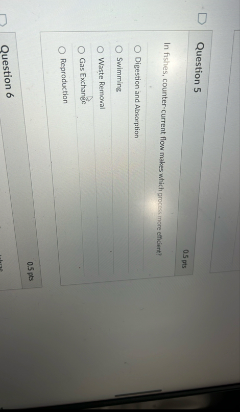 Solved Question 50.5 ﻿ptsIn fishes, counter-current flow | Chegg.com