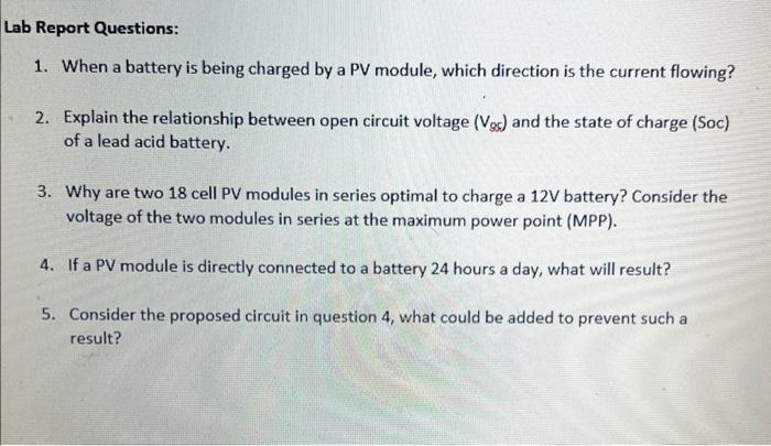 Solved Report Questions: 1. When a battery is being charged | Chegg.com