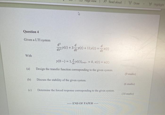 Solved Page view A Read aloud Draw Highlight Question 4 | Chegg.com