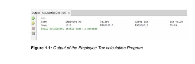 Figure 1.1: Output of the Employee Tax calculation | Chegg.com