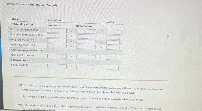 Solved An analysis of company performance using DuPont | Chegg.com